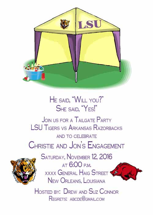 TAILGATE TENT LSU VS OTHER OPPONENTS CUSTOM INVITATION – Rudman's Gifts